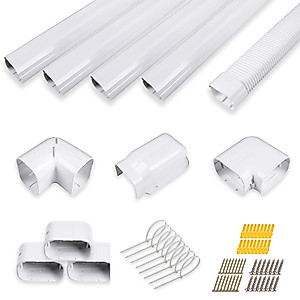 LyPrem 5" 17Ft Air Conditioner Decorative PVC Line Set Cover Kit for Mini Split and Central Air Conditioner & Heat Pump Line Set Cove Kit Decorative Tubing Cover（White）