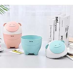 ESD HSDMYSH Mini Cute Desktop Trash Can Mini Desk Garbage Can for Office Desktop Coffee Table Kitchen Pig Cute Garbage Can Small Table Trash Can Bounce Cover Bucket Small Paper Basket