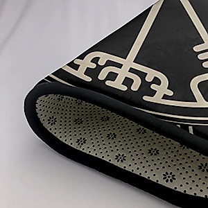 Fashion Soft Cozy Area Rug Indoor Thick Throw Rugs Carpets Floor Mats (Black Celtic Viking Design Magical Runic Compass Vegvisir in The Circle of Norse Runes and Dragons Tattoo Decorative)