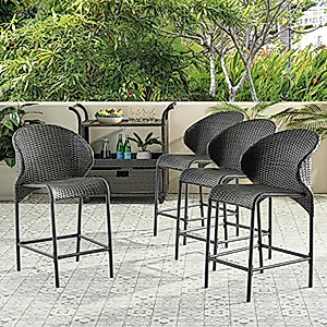 Christopher Knight Home Oyster Bay Wicker Counterstools, 4-Pcs Set, Multibrown
