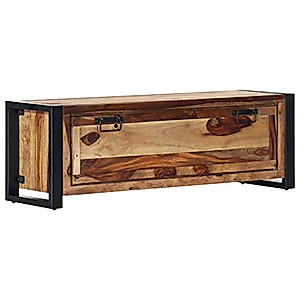 vidaXL Solid Wood Sheesham Shoe Cabinet Storage Side Shoe Rack Bench Box Organizer Cabinet Hallway Entryway Home Indoor Furniture Steel