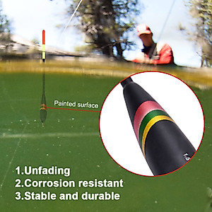 Akozon Float Fishing, Fishing Bobber Floats Set, 3Pcs 1.5 6g 5g 4g Durable Wooden Balsa waggler Posen Loaded Bobbers Tackle Accessory