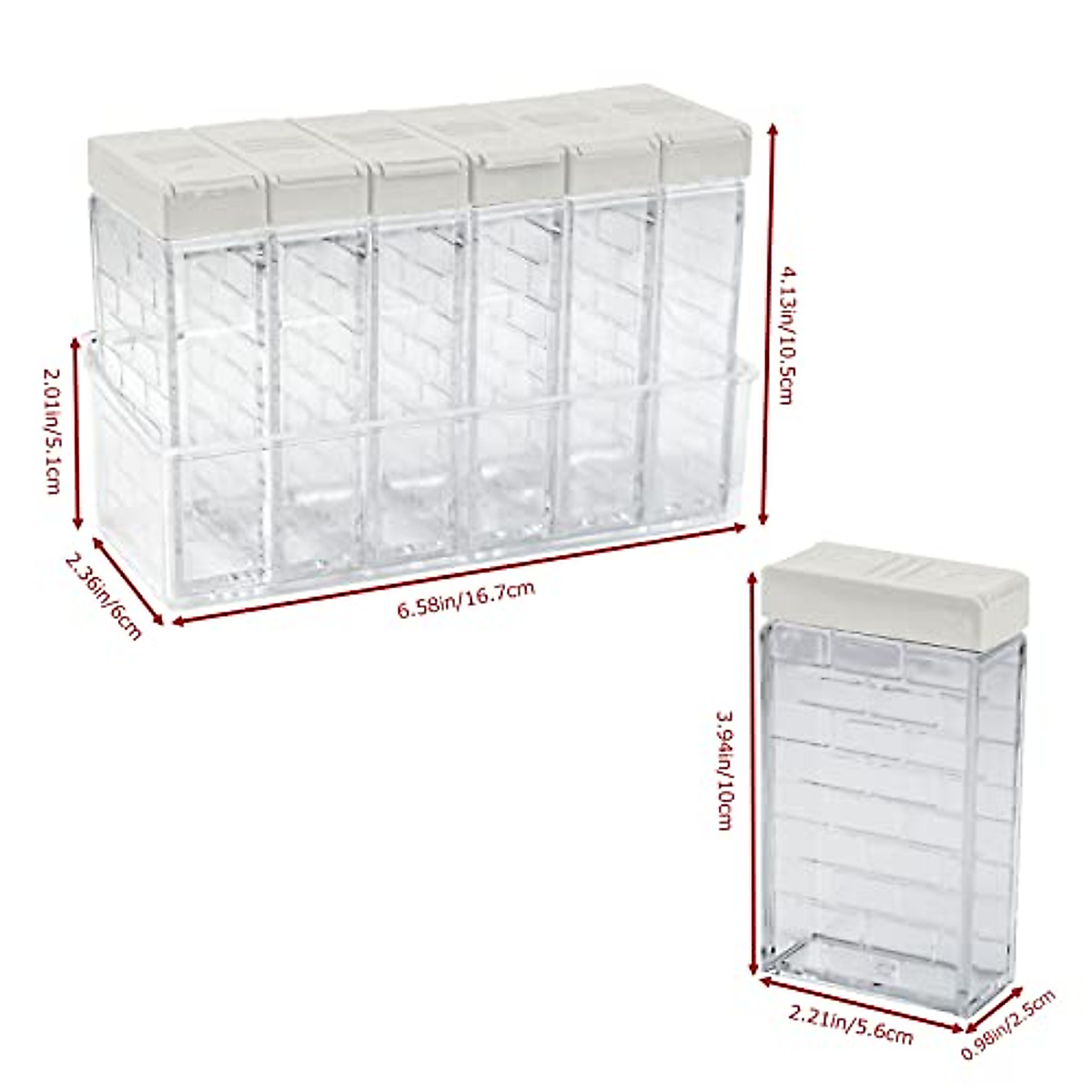 Jucaifu 6 Pcs Spice Shaker Jars, Salt and Pepper Shakers, Plastic Spice Dispenser, Salt Shakers, Seasoning Shaker Box, Condiment Set, spice containers (White)