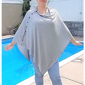 Nursing Cover for Breastfeeding - Multi Use - Nursing Blanket – Poncho Style with Buttons - Stretchy Baby Car Seat Canopy - Nursing Cover Scarf