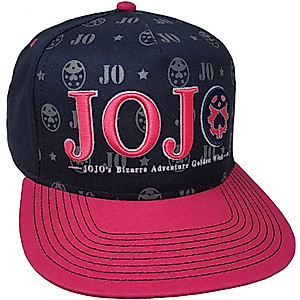 JoJo's Bizarre Adventure Adult Anime Snapback Flat Bill Baseball Hat Golden Wind Symbols Pink and Black Cap for Men Women