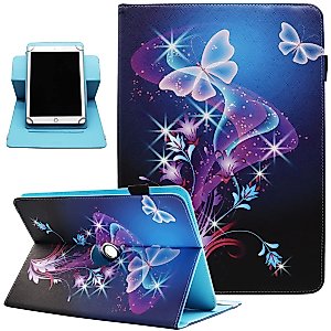 Universal 8 Inch Tablet Case, Universal 7 Inch Tablet Case, Rotating Tablet Case Cover for 7 8 Inch Android Tablet, Dluggs 360 Degree Rotating Stand Case for 7.0-8.5 Inch Tablet, Shiny Butterfly