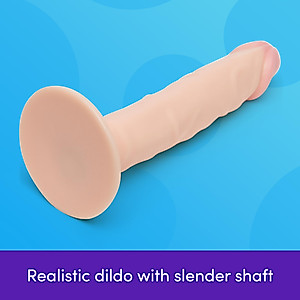 Lovehoney Lifelike Lover Anal Dildo - 6 Inch Realistic Dildo for Men, Women and Couples - Firm Slimline with Suction Cup - Beginner Adult Sex Toy - Waterproof - Flesh Pink