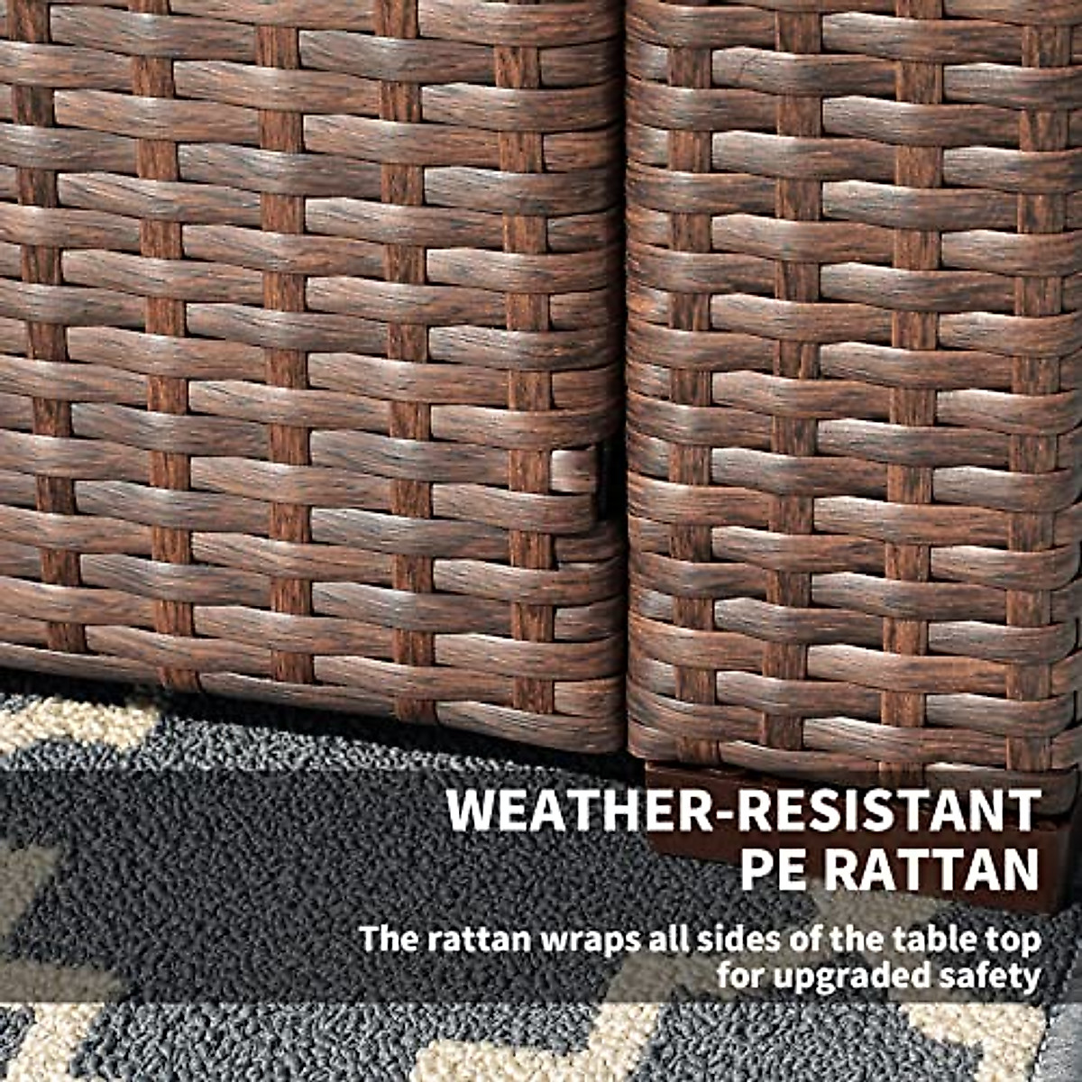 Verano Garden 7 Pieces Patio Furniture Set, Outdoor Patio Dining Sofa Set W/Cushion, Table & Ottoman, Clearance All Weather Outdoor Patio Furniture Set for Deck, Porch, Poolside, Backyard