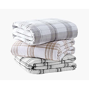 Gravity Blanket Sherpa Weighted Blanket, 10 lbs Taupe Plaid 48" x 66", The Original Weighted Blanket for Sleep, Brushed Flannel Sherpa Blanket, Cotton Made Breathable Throw Blanket