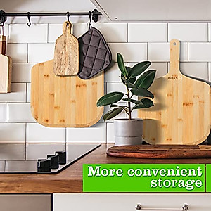 JIAFUEO Pizza Peel 12 inch, Bamboo Pizza Board Wooden Pizza Paddle Spatula Oven Accessory for Baking Homemade Pizza, Wood Cutting Board for Cheese Bread Fruit Vegetables