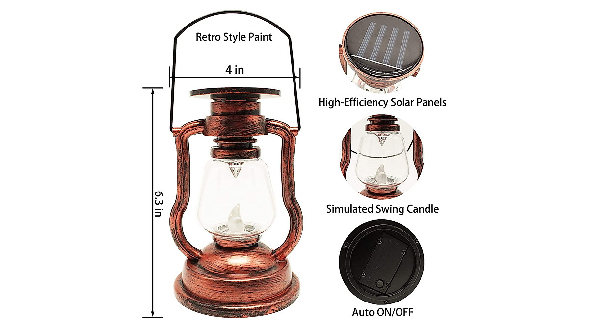 Solar Power Lantern Antique Light for Garden & Patio Decor