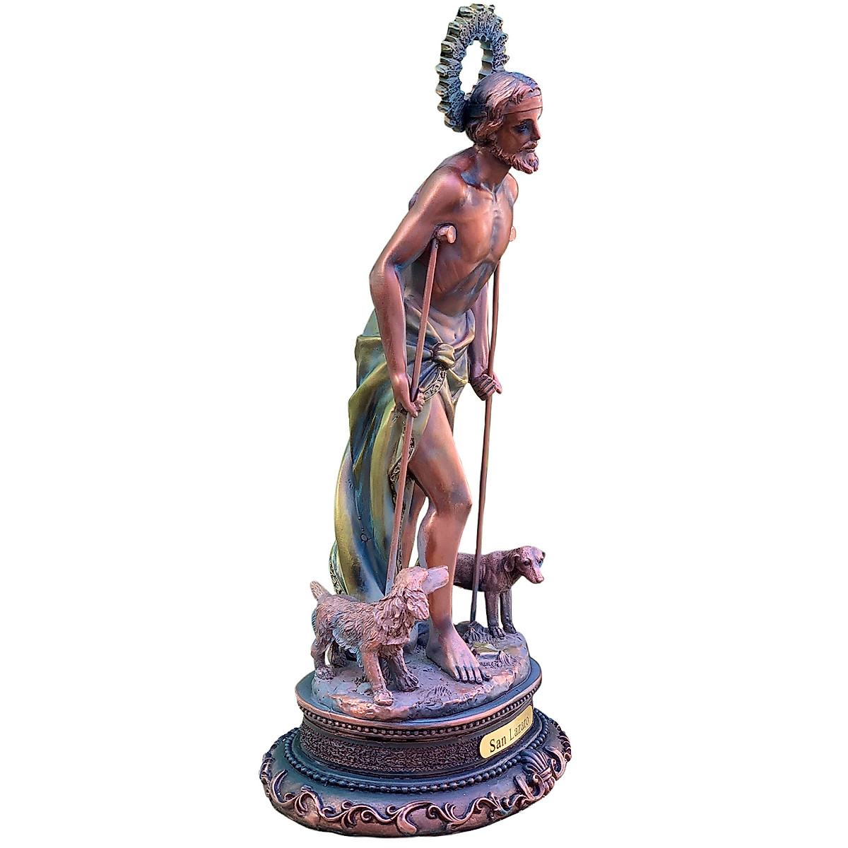 San Lazaro Statue 13" Inch Saint Lazarus Saint Religious Figure Copper Color