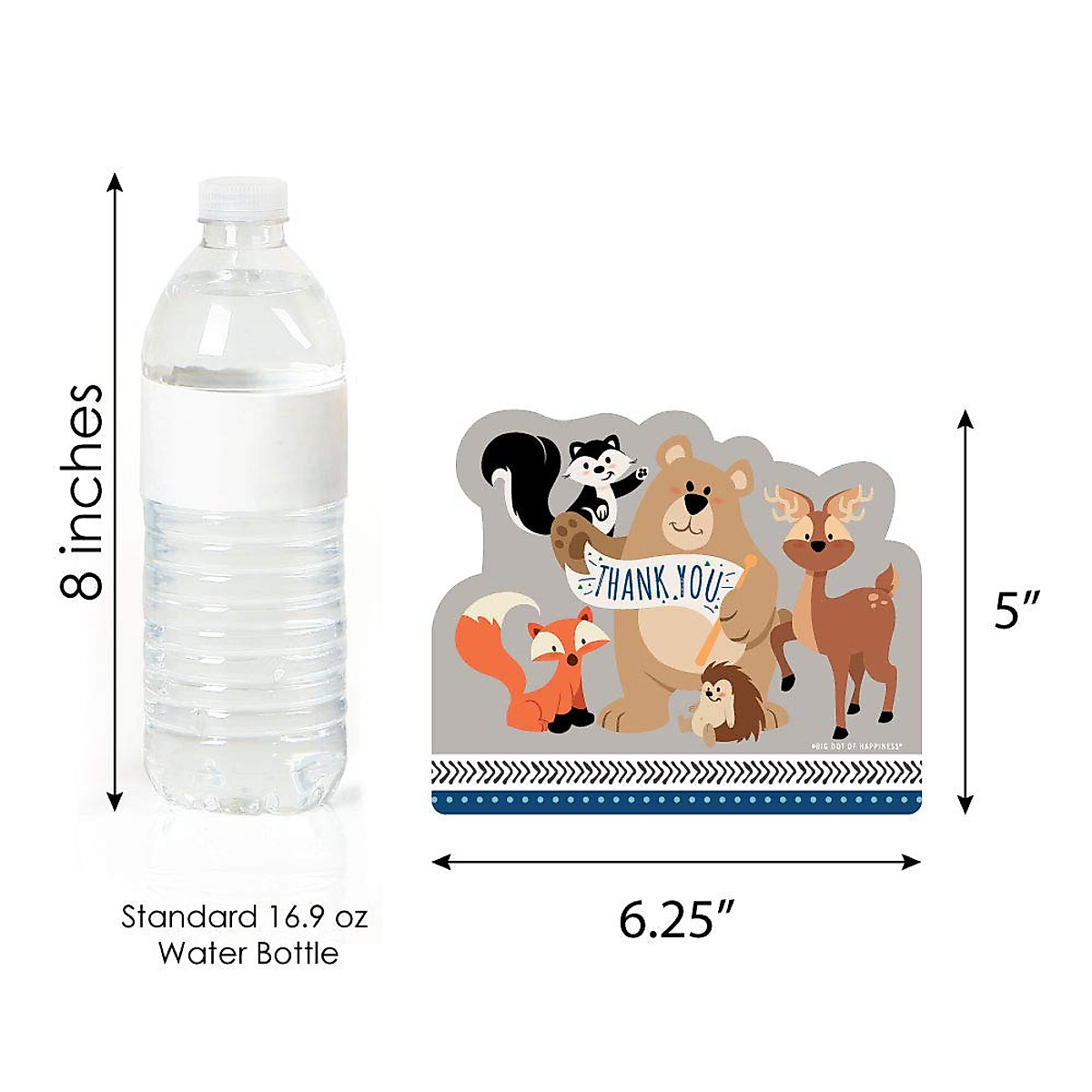 Stay Wild - Forest Animals - Shaped Thank You Cards - Woodland Baby Shower or Birthday Party Thank You Note Cards with Envelopes - Set of 12