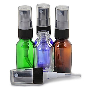 Vivaplex, 24, Assorted Colors, 15 ml (1/2 oz) Glass Bottles, with Black Fine Mist Sprayer's