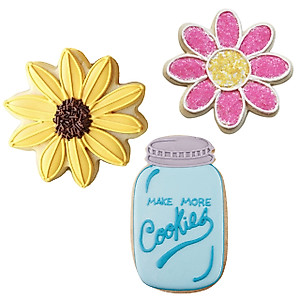 Summer Flowers Cookie Cutters 3-Pc. Set Made in the USA by Ann Clark, Sunflower, Daisy and Mason Jar