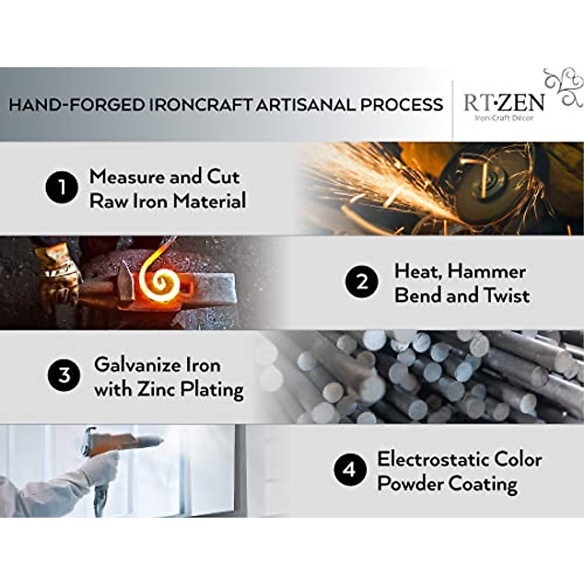 RTZEN Black Coat Hooks Wall Mounted - Double Hooks Coat Hangers for Wall - Heavy Duty Wrought Iron Hooks for Hanging Coats Towels Bags Hats and More - Wall Mount Hooks for Multi Storage (3 Pack)