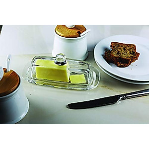 Circleware Glass Butter Lid, Multi-Purpose Food Preserving Serving Dessert Dish Tray Home & Kitchen Entertainment Glassware for Cream Cheese, Cake, Candy, Best Gifts, 7.7"x3.7, Clear