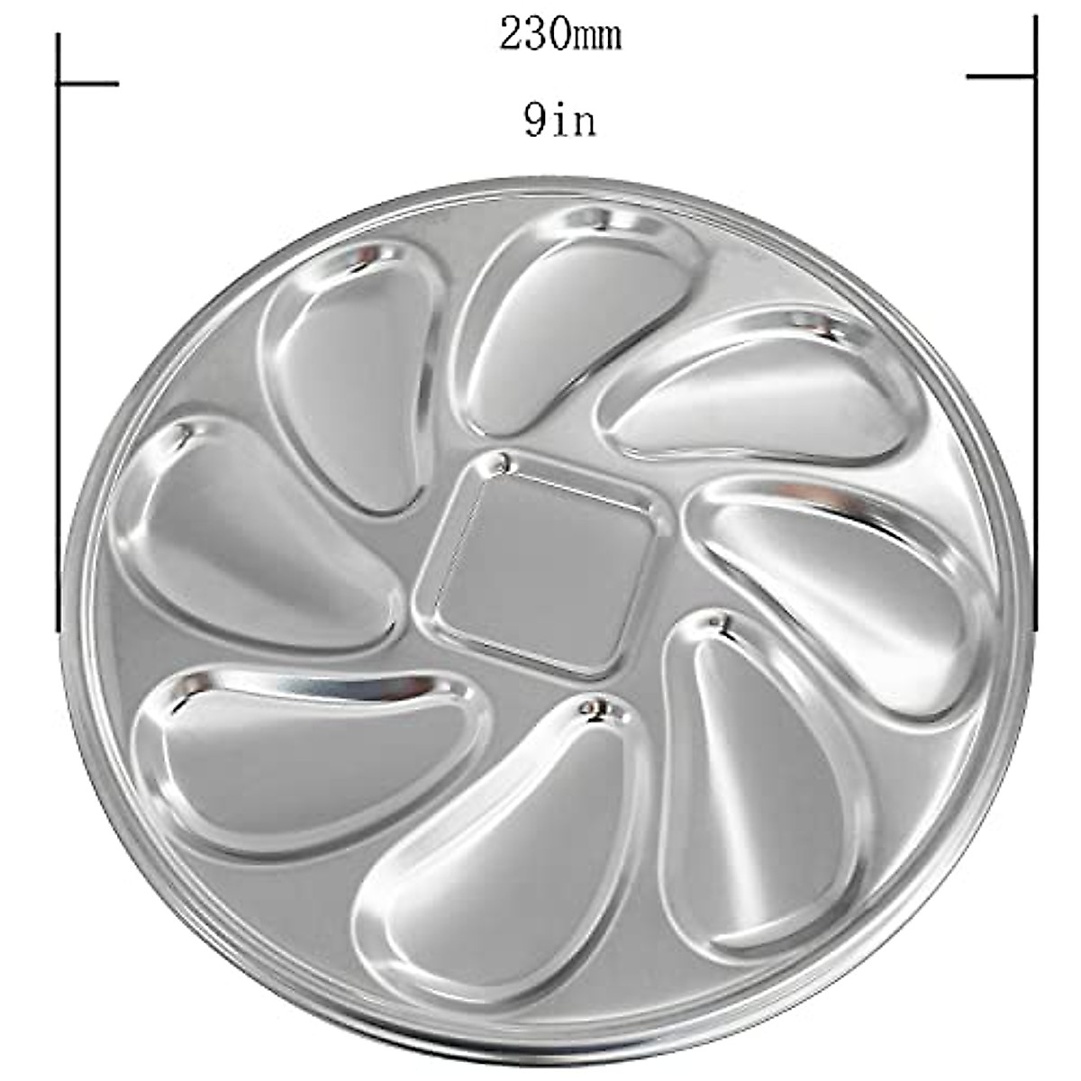 BLLNDX Oyster Tray 9inch/23cm Stainless Steel Oyster Shell Shaped Kitchen Oyster Dinner Plate Serving Seafood Server Plate Clam Oyster Serving Grilling Pan