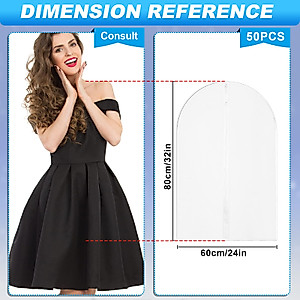 Amylove Set of 50 24'' x 32'' Clear Garment Bags Full Zipper Suit Bags Lightweight Clothes Cover for Hanging PEVA Clothes Protectors for Hanging Clothes Breathable Dust Cover Plastic Garment Bags