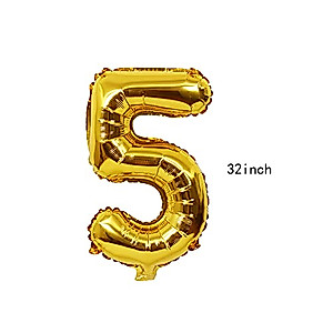 Princess Belle 5th Birthday Decorations Gold Number 5 Balloon 32 Inch | Belle Princess Balloons for Girl’s Birthday Baby Shower Princess Theme Party Decorations (Belle 5th Birthday)