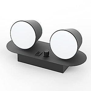 Sytmhoe Modern Black Double Head Dimmable LED Wall Sconce, Bedroom Wall Light with USB, Plug-in Installation, 12W, 10.24x3.94x5.12in