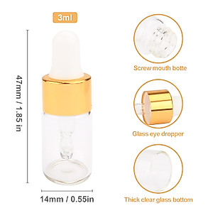 Pinklife 50 Pakcs Essential Oil Dropper Bottles 3ml Small Clear Glass Dropper Bottles Perfume Cosmetic Sample Vials Glass Eye Dropper Bottles,free 3ml dropper