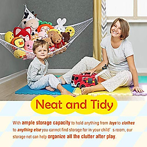 Stuffed Animal Hammock Net, Toy Storage Organizer with Extra Large Design, Corner Hanging Holder and Great Decor for Kids Bedroom, Baby Nursery Room, Expands to 5.9 Feet