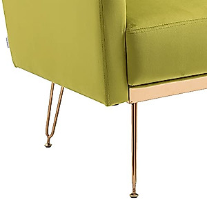 Olela Accent Chair Set of 2,Velvet Armchair Single Sofa Modern Tufted Upholstered Side Reading Chairs with Arm and Gold Metal Leg for Living Room Bedroom Club Nursery Office Decorate(2, Olive Green)