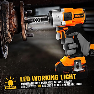boen Cordless Impact Wrench 1/2 inch, 600FT-LBS(800N.m), Brushless Electric Impact Wrench, 2200RPM High Torque Impact Gun for Car Home, Includes 4.0Ah Battery×1, Charger, IW-75