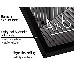 Americanflat 4x6 Picture Frame in Black - Thin Border Photo Frame with Shatter Resistant Glass - Horizontal and Vertical Formats for Wall and Tabletop