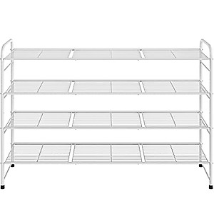 Dicasser 4-Tier Long Shoe Rack Organizer Extra Large Capacity for 30 Pairs,White