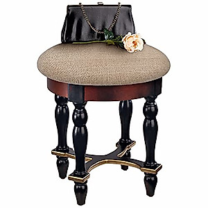 Design Toscano Grand Duchess Vanity Stool, 17 Inch, Walnut