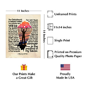 Hillsong United - Where My Feet May Fail Song Lyric Wall Art Poster, This Ready to Frame Worship Wall Art Poster Print is Good For Home, Office, Church & Room Decor Aesthetic, Unframed - 11x14”