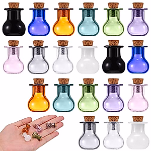 20 Pieces Spell Jars Tiny Bottles with Cork Small Potion Jars Clear Rum Mini Bottles Multi Color Small Glass Potion Bottles Wishing Bottle for Wedding Birthday Party DIY Crafts Supplies (Sphere Style)