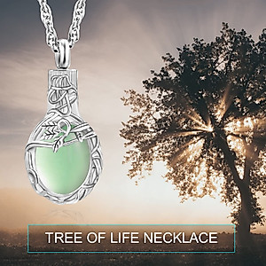 Tree of Life Urn Necklace for Ashes Teardrop Cremation Jewelry with Crystal Love Memorial Jewelry Ash Holder Birthstone Necklaces for Ashes Remembrance Funeral Pendant