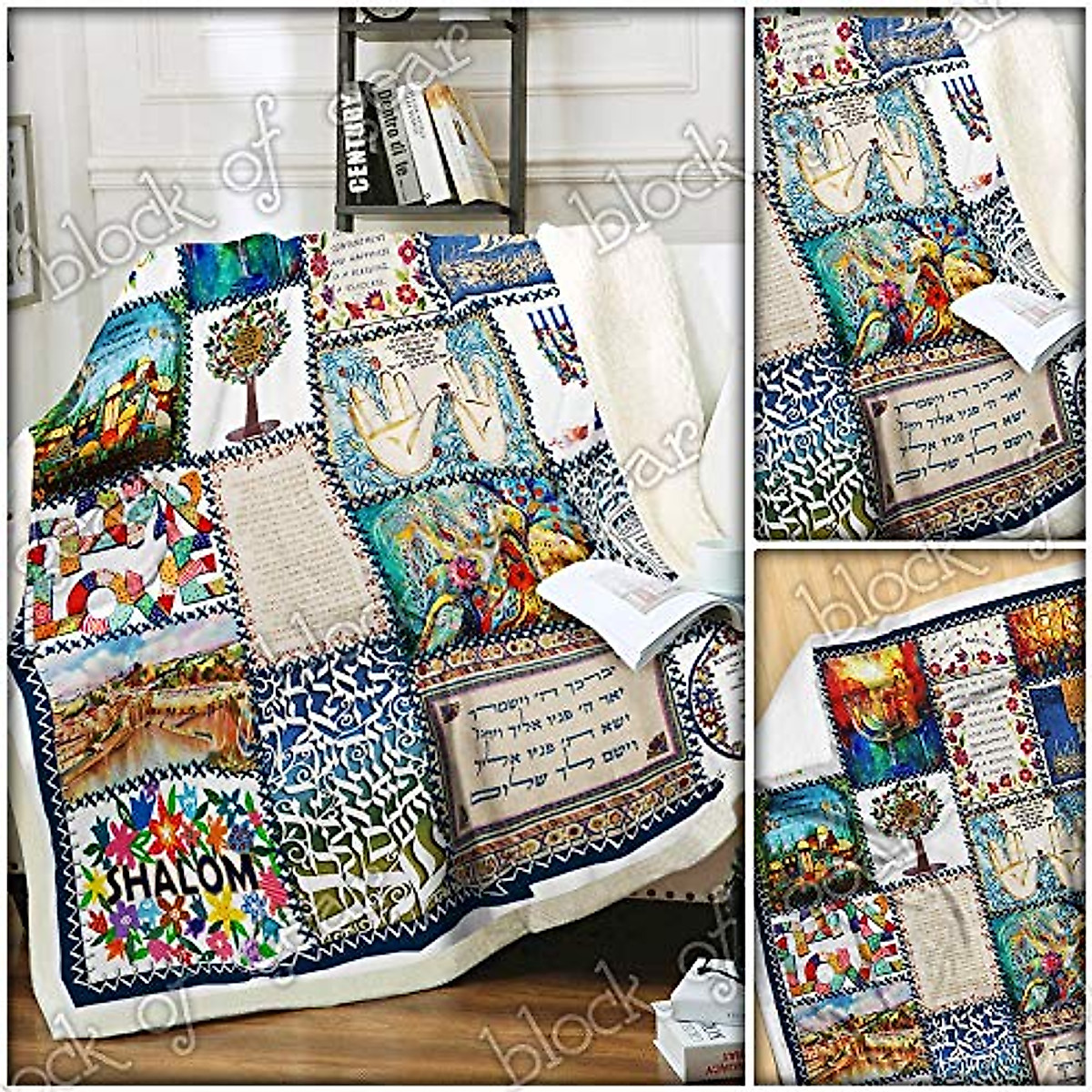 GEEMBI Jewish Blessings Sofa Blanket PN669, Youth Sherpa Fleece Throw Blankets Bedding Blanket Reversible -Decorative Blanketed - Artwork Sherpa Blanket - Best Gift 2019