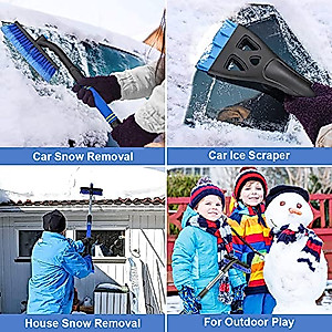 Finphoon Ice Scrapers for Car Windshield with Snow Brush, Extendable Car Ice Scraper with Ergonomic Foam Grip Handle, Retractable Snow Shovel for Car Windshield Window(Blue)