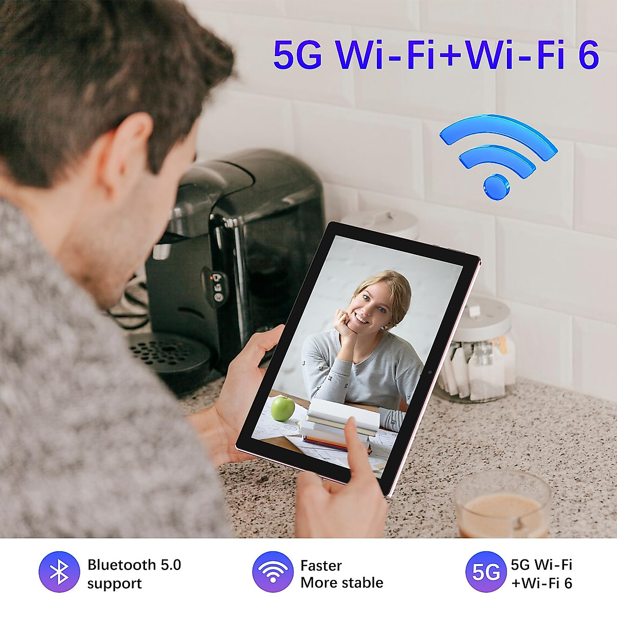 2 in 1 Tablet, 10 inch Android 13 Tablet with Keyboard 8GB+64GB+512GB Expand Dual Camera, IPS Touch Screen Tablet Computer, WiFi, Bluetooth, Long Battery Life, Google Certified Tablet PC, Pink