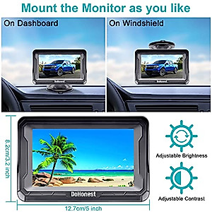 DoHonest Backup Camera HD 1080P Rear View Monitor Kit Night Vision Waterproof Reverse Camera for Car Truck Pickup Minivan DIY Grid Lines S01