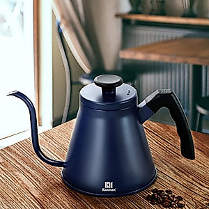 Kanmart Pour Over Coffee Kettle Barista's Choice Works on Stove and Any Heat Source stove top pour over kettle Gooseneck Teapot with Precision Pour Spout Premium Stainless Steel(1.2Liter, 40oz) (blue)