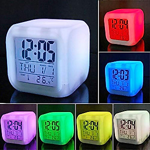 3 inch Small Size Mini LED Anime Digital Alarm Clock 7 Colorful Light Bedroom Decorations Room Decor for Girl