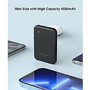 TG90° Mini Power Bank 4500mah Portable Charger with Built in Cable, Ultra Compact Battery Pack Portable Phone Charger Compatible with iPhone 13/13 Pro/12/12 Pro/11/11 Pro Max/X/XR/8/8 Plus/SE
