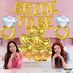 KatchOn, Gold Bride To Be Balloons Set - Pack of 17 | Gold Bride Balloons | Bridal Shower Balloons for Bridal Shower Decorations | Bride To Be Gold Balloons for Gold Bachelorette Party Decorations