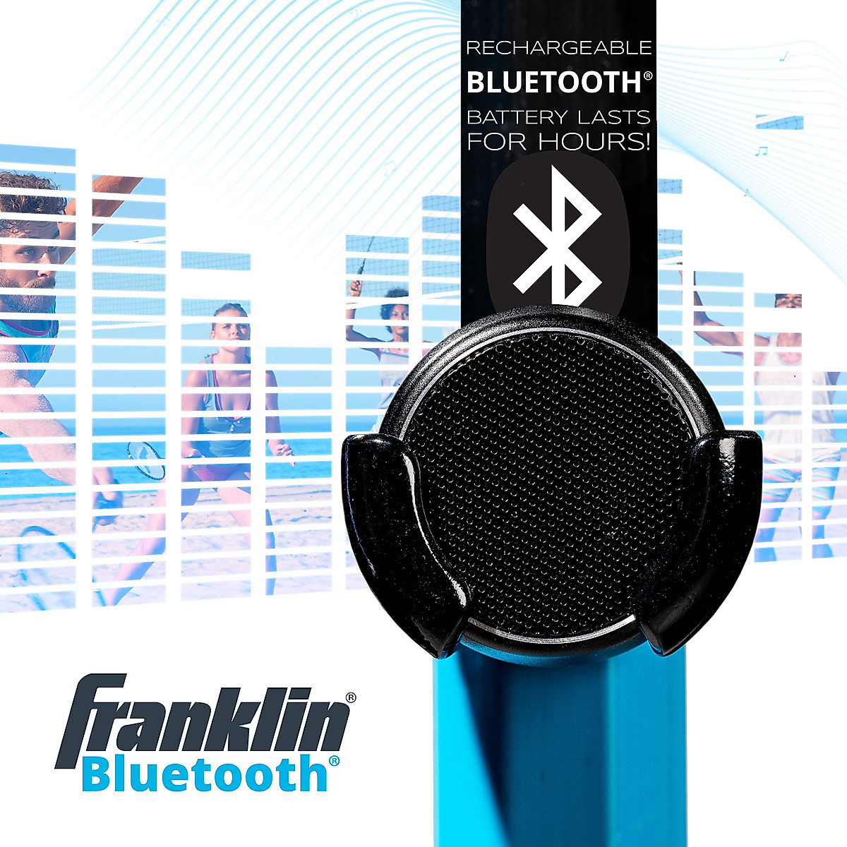 Franklin Sports Bluetooth Volleyball/Badminton Combo - Complete Combo Set - Bluetooth Speaker - Carry Bag