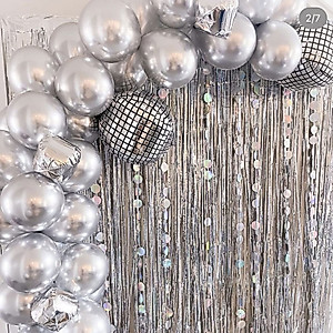MOMOHOO 130PCS Silver Balloons Different Size, 5 10 12 18 Inch Metallic Silver Balloons Garland Kit Chrome Latex Balloons for Weddings, Anniversary, Celebration Party Decoration.