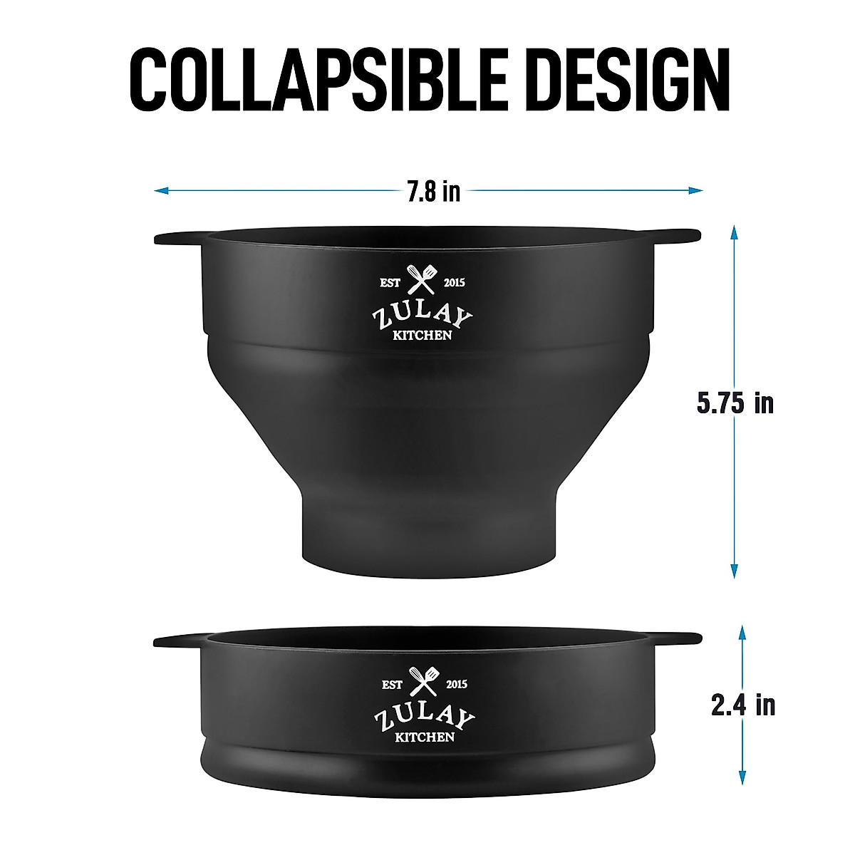 Zulay Kitchen Large Microwave Popcorn Maker - BPA-Free Silicone Popcorn Popper - Microwave Collapsible Bowl With Lid - Family Size Microwave Popcorn Bowl - 15 Popcorn Cup Capacity (Black)