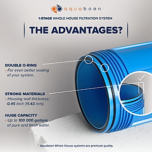 Aquaboon 20" x 4.5" Whole House Well Water Filter System with Pressure Release (1" Port) & Aquaboon 5 Micron 20" Sediment Water Filter Replacement Cartridge | Whole House Sediment Filtration