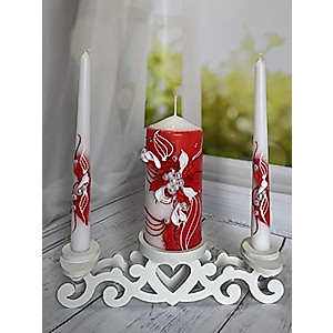 Unity Candle Holder-Unity Candle Stand-Unity Candle Holder Set-Pillar Candle Holder-Wedding Gift -Ceremony Decoration-Wedding Centerpiece (with Heart)