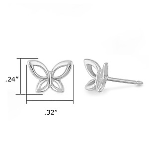 Boma Jewelry Sterling Silver Butterfly Stud Earrings