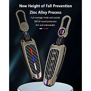 YONUFI for Ford Key Fob Cover Case Metal Shell Car Smart Key Holder Keychain Compatible for Escape Focus Taurus Explorer Flex C-Max Edge Expedition Lincoln MKX MKS MKT (FDK-Carbon Fiber)